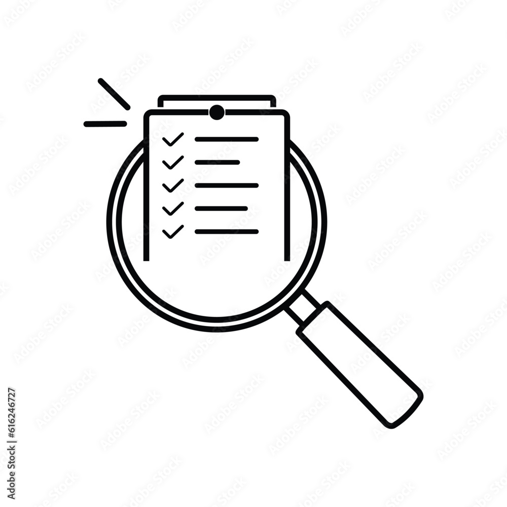 review audit, overview risk icon, verification business, thin line ...