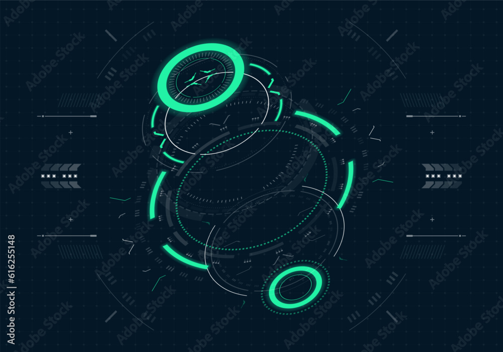 Hud futuristic element. Hi-tech user interface, 3d navigation panel. Abstract virtual technology ...