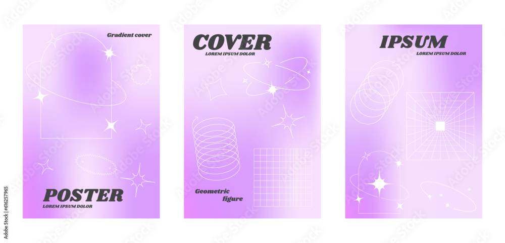 Blurred gradient background with geometric shapes. Y2K trendy color ...