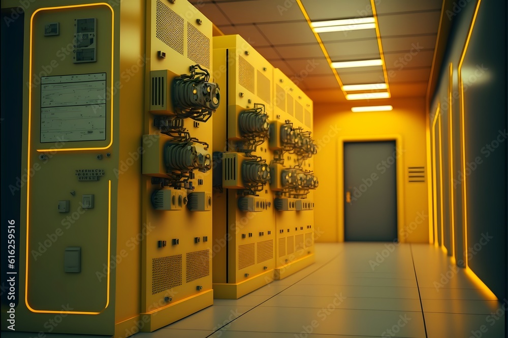 light yellow Server Room. Realistic, highly detailed, rendered octane ...