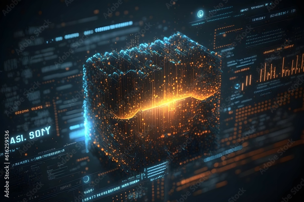 Data technology background. Big data visualization. Flow of data ...