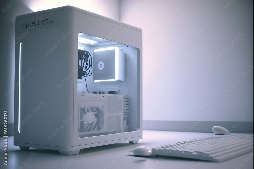 Foto de white computer in white sever room. Realistic, highly detailed ...