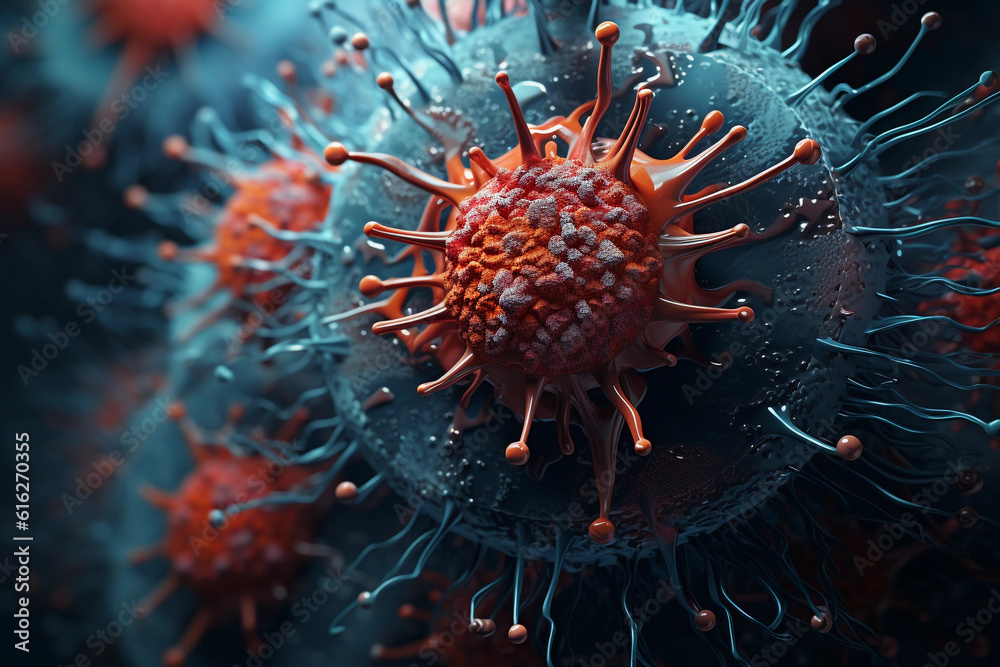 Beautiful 3d rendering of VIRUS microscope. perfect background for your ...