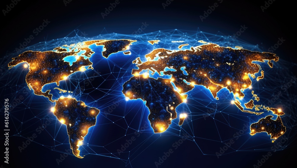 network world map of connections Generative AI Stock Illustration ...