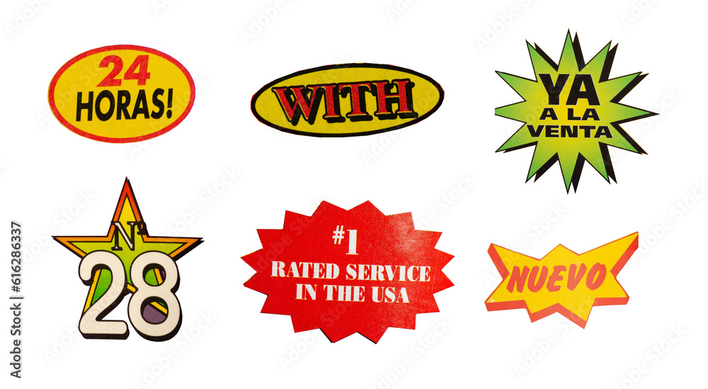 Cut out magazine vintage labels, price, words, stickers, letters, tags ...