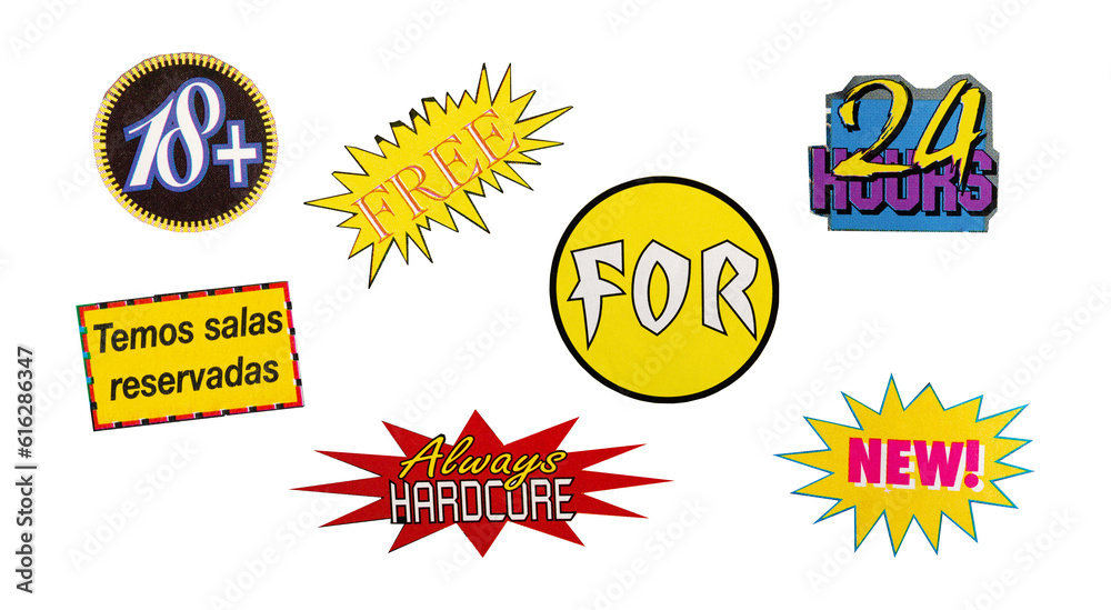Cut out magazine vintage labels, price, words, stickers, letters, tags ...