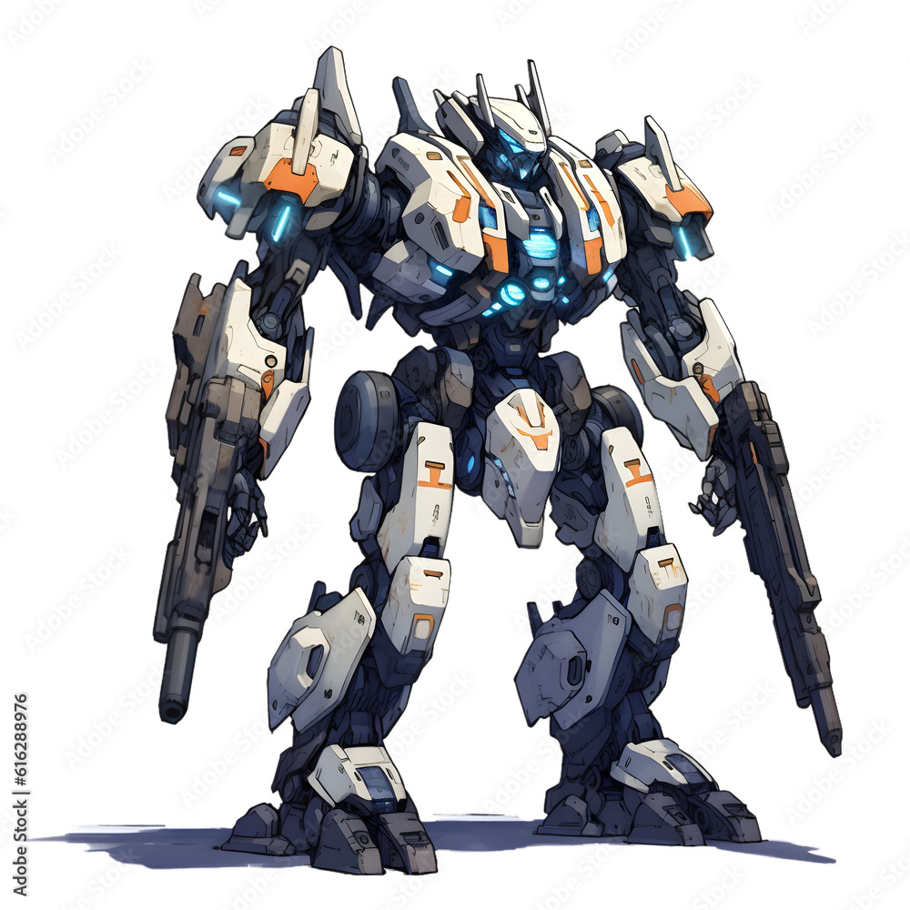 robot cyborg soldier, anime mecha battle suit Stock Illustration ...