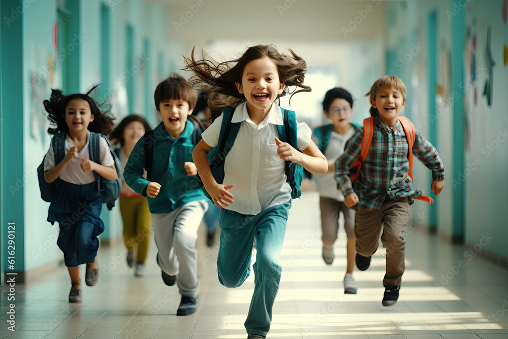 kids running school ai generated Stock Illustration | Adobe Stock