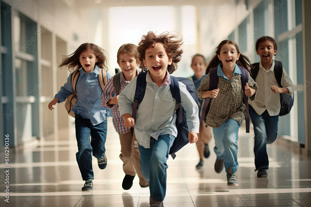 kids running school ai generated Stock Illustration | Adobe Stock