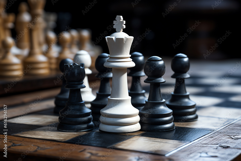 Strategic Battle: Chess Pieces Positioned on a Chessboard, Paving the ...