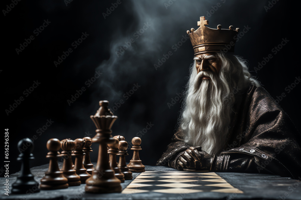 Divine Strategy: Fantasy Artwork of a Statue Christian Figure, Crowned ...