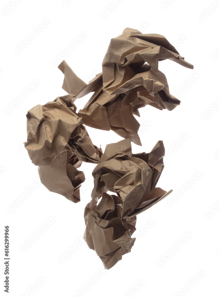 Brown Crumpled paper ball is symbol of frustration discarded ideas ...