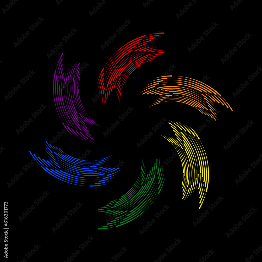 Rotated rainbow speed lines. LGBTQ pride flag. Segmented circle ...
