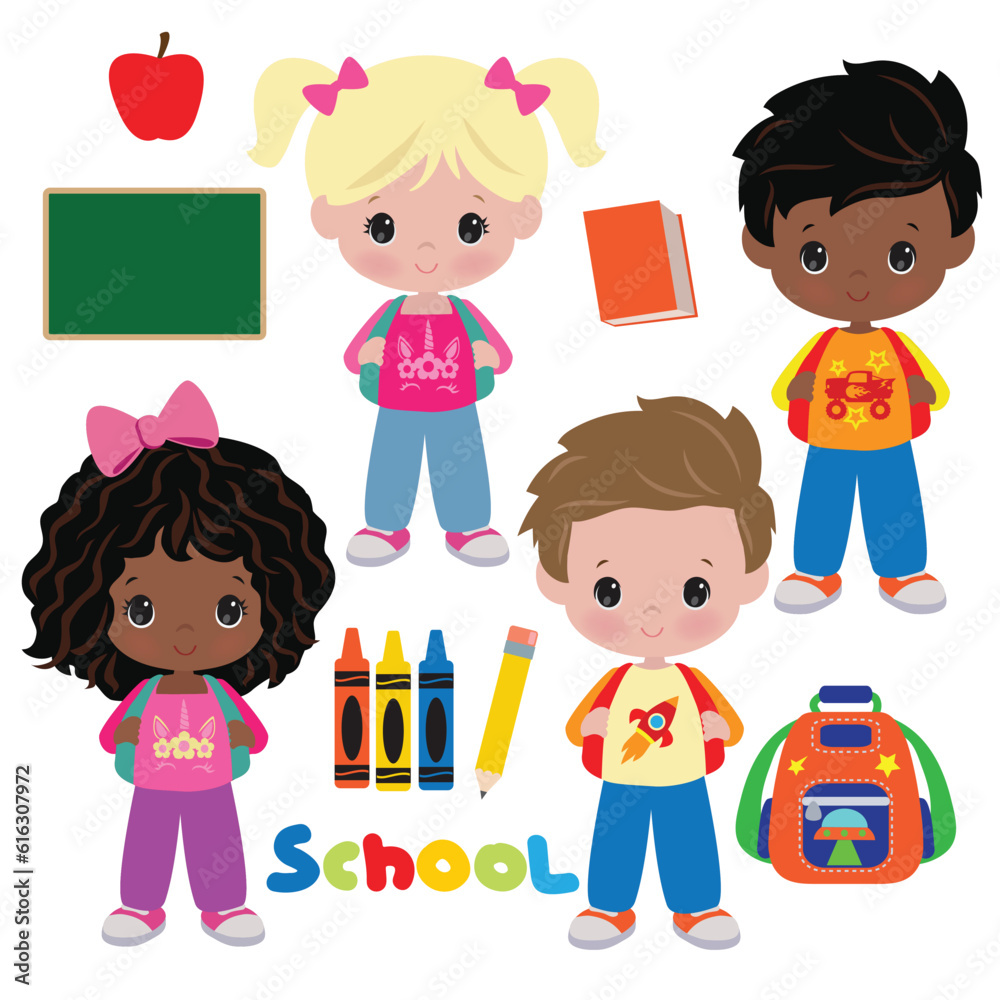 Pupils vector cartoon illustration Stock Vector | Adobe Stock