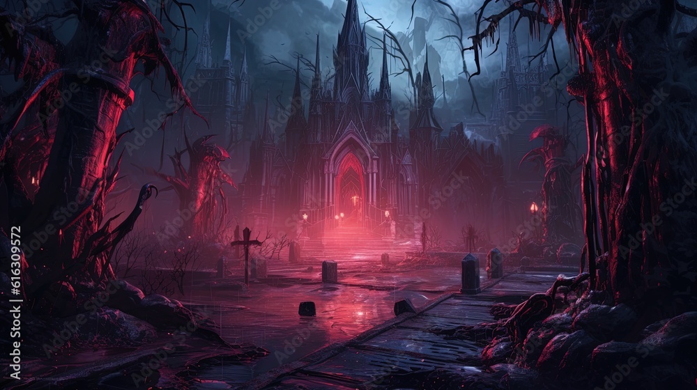 demonic graveyard, digital art illustration Stock Illustration | Adobe ...