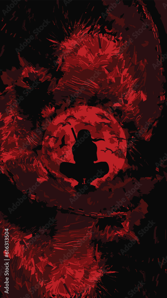 Itachi Uchiha Illusion Jutsu Red Black For Posters, T-shirt Screen ...