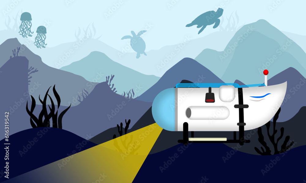 illustration of a Ocean Gate titanic or titan submarine with a ...