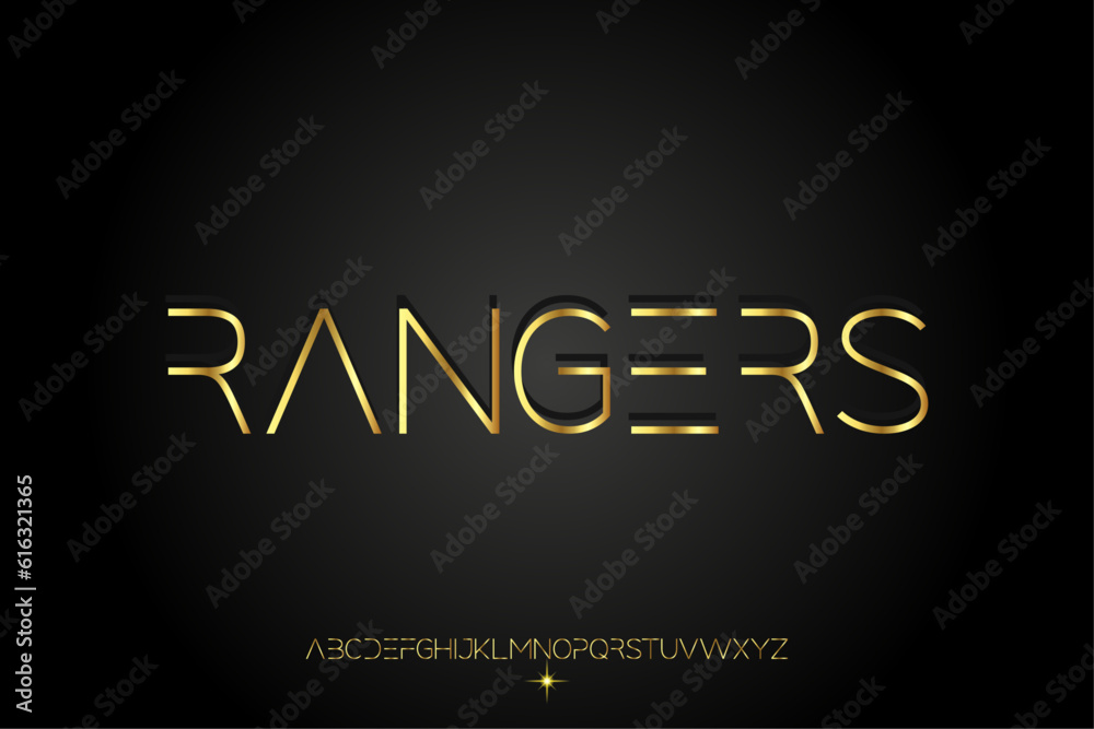 RANGERS, Elegant golden alphabet letters font set. Classic Custom gold ...