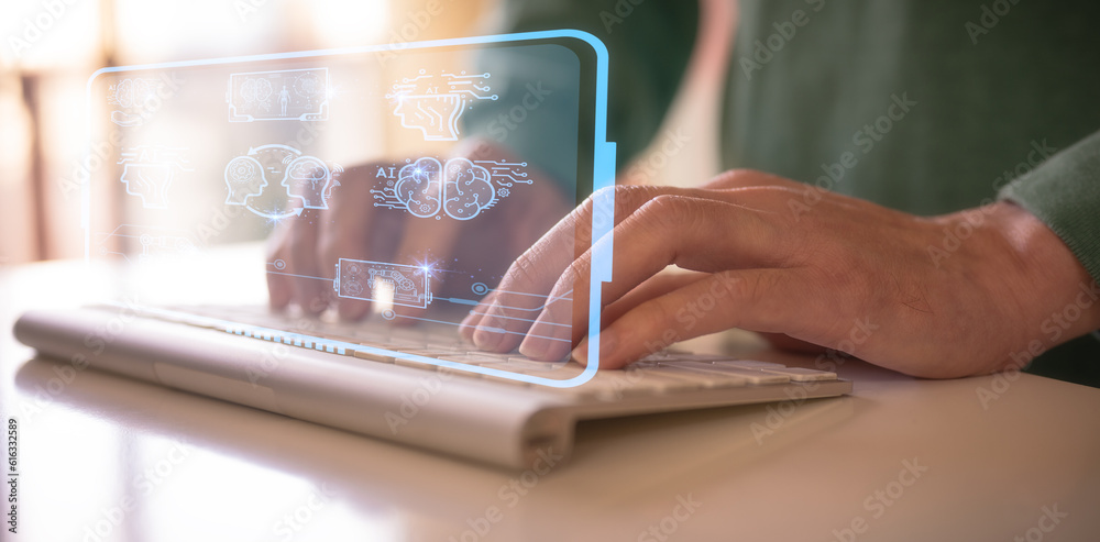 concept of AI-Artificial intelligence innovation. AI adoption ...