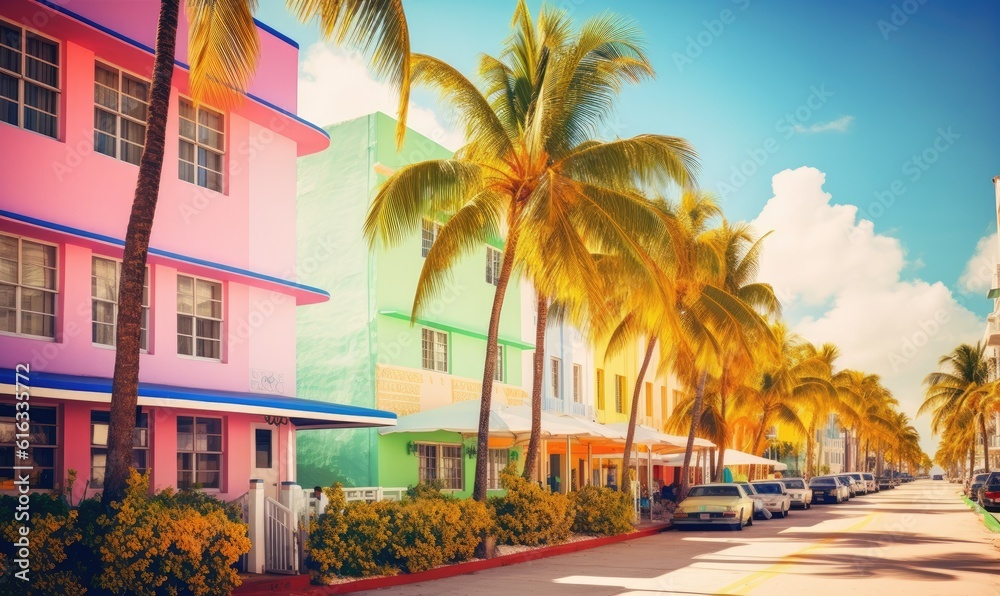 Soaking up the sun on Miami Beach during summer vacation Creating using ...