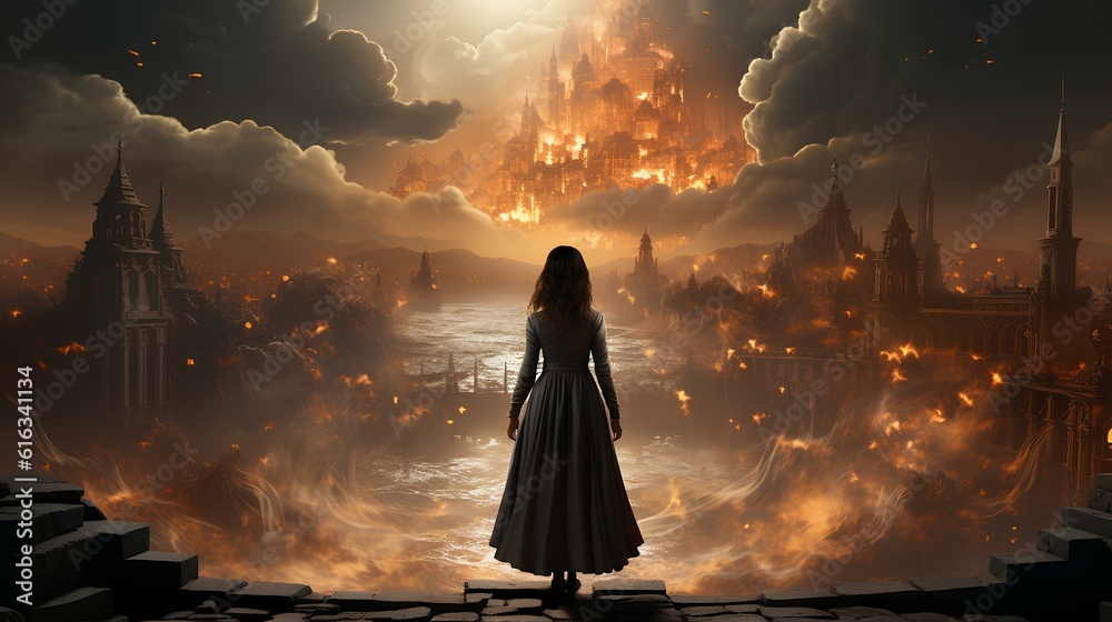 steampunk elemental magic base that has been levitated into the clouds ...