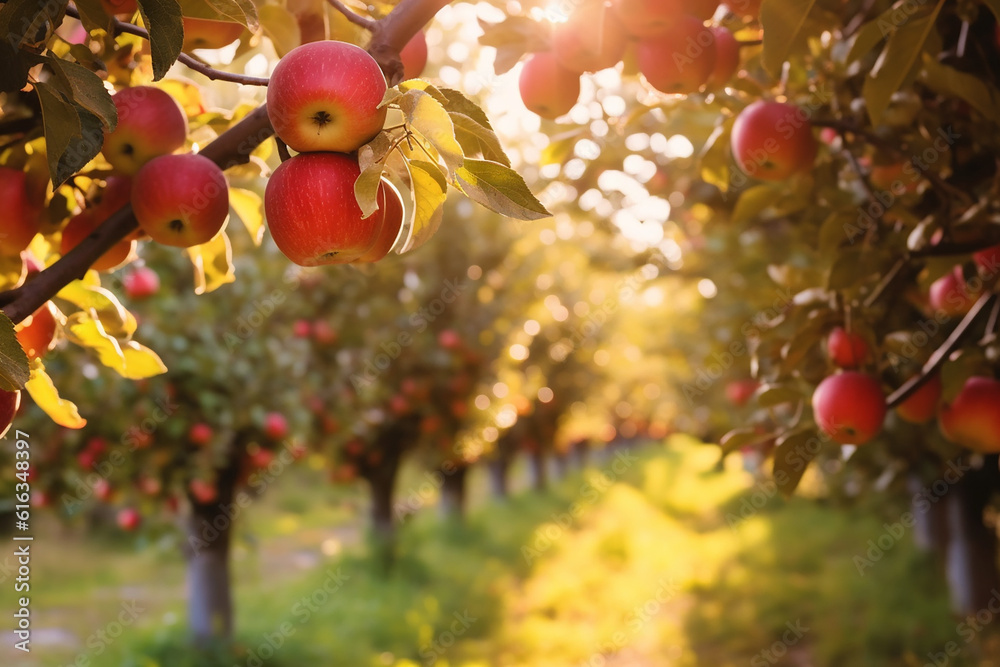 Bountiful Apple Trees in an Orchard during the Fall Season Created with ...