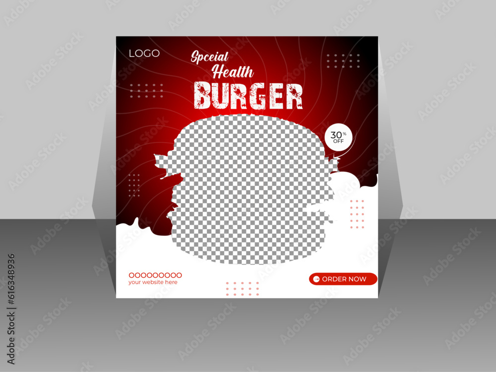 Food Burger Social Media Post Design, Fast food marketing social media ...