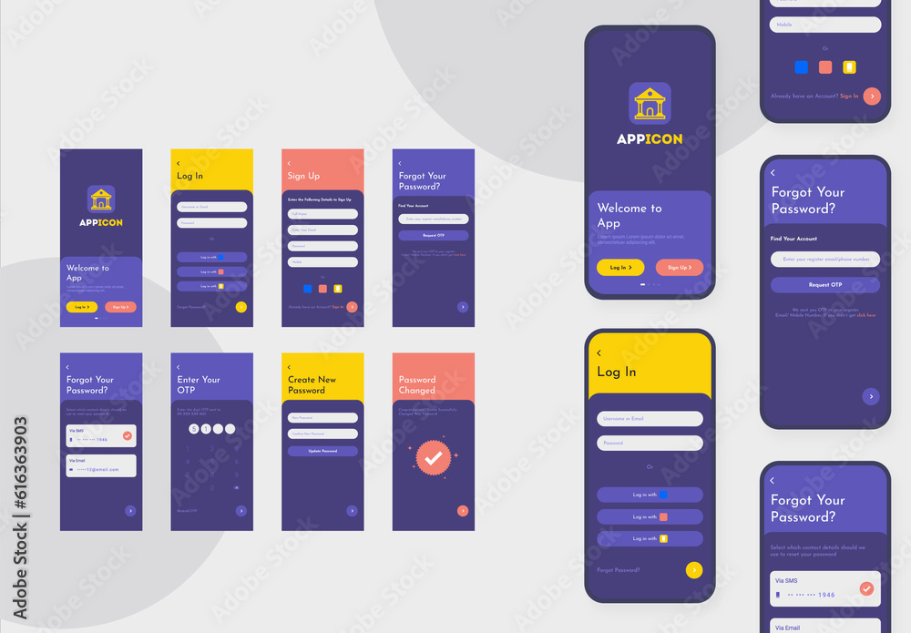 Mobile App UI, UX Screens Including as Sign Up, Sign In and Forgot ...