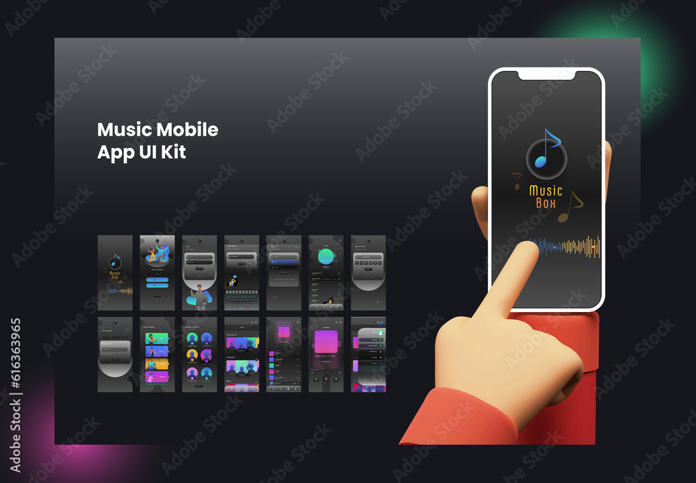 Mobile UI Kit of Music App with Multiple Screens and Creative Account ...
