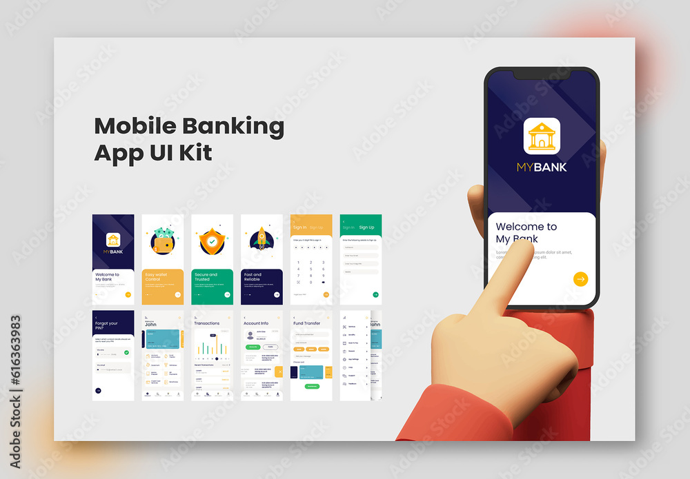Mobile Banking App UI Kit For Responsive Website With Different Login ...