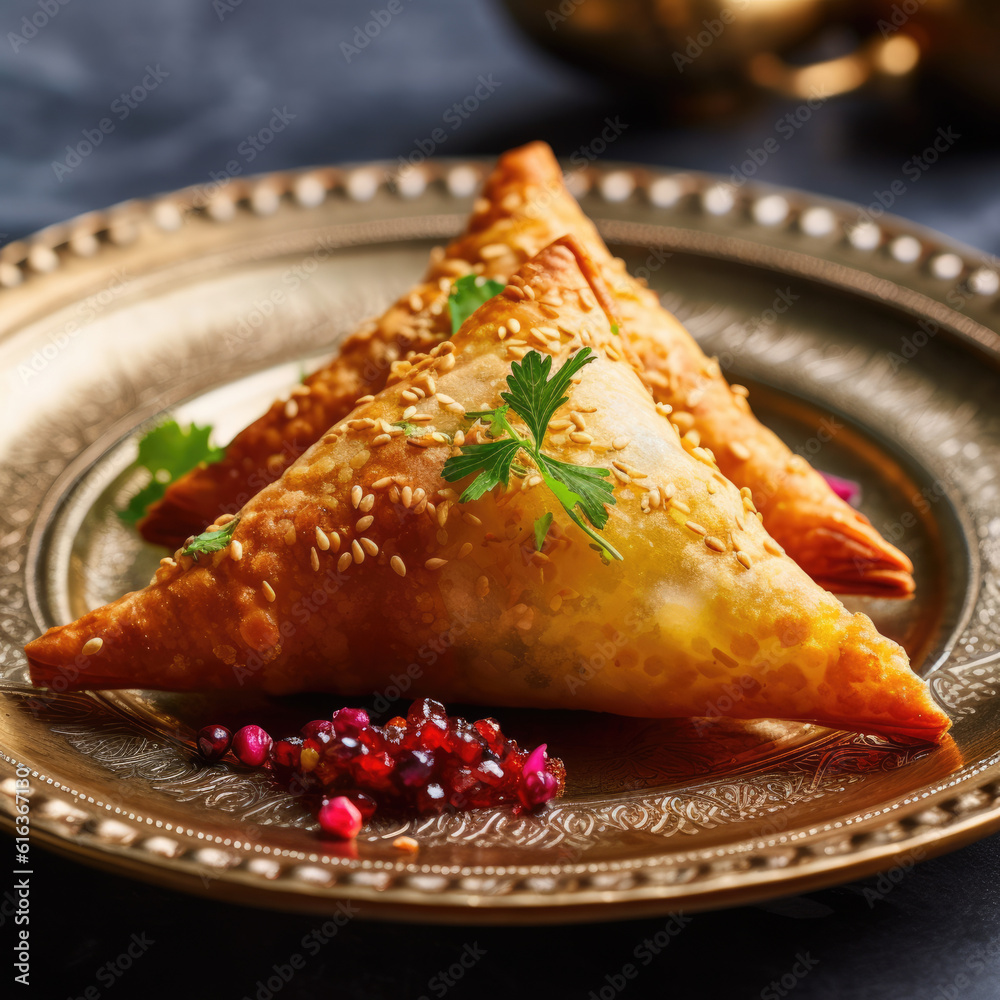 Vegetarian samsa or samosas.Indian special traditional street food punjabi samosa Stock ...