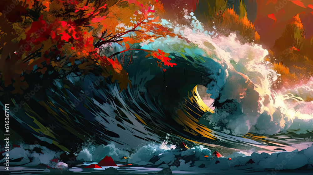 Generative AI illustration digital abstract impressionism painting of ...
