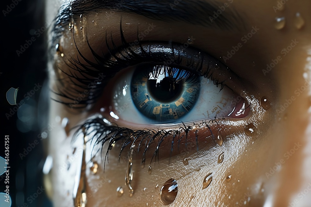 Robotic Eyes: Close up front view with a Humanoid/Cyborg Woman with ...