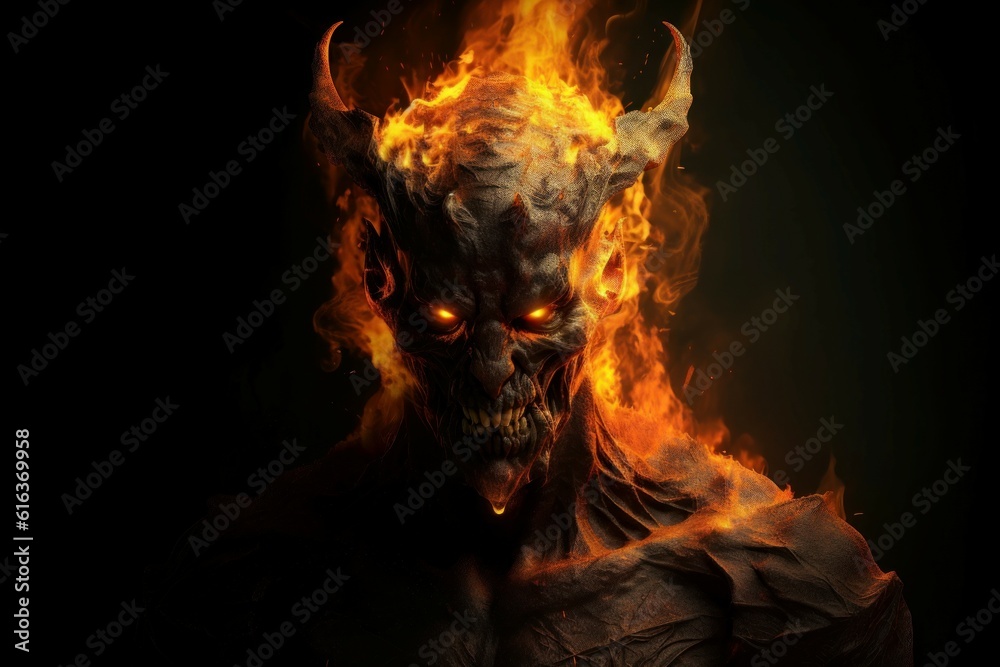 Satan devil fire portrait. Generate Ai Stock Illustration | Adobe Stock