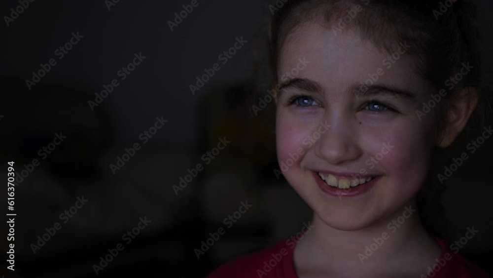Child Watching TV, Close up Face of Little Girl, Kid Eyes. Portrait ...