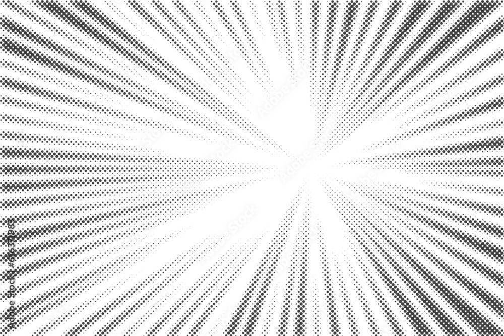 Radial halftone lines background. Comic manga dotted pattern. Cartoon ...