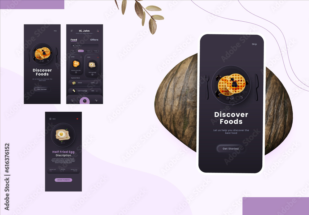 Food Order Mobile App UI Screen with Menu Details for Restaurant or ...
