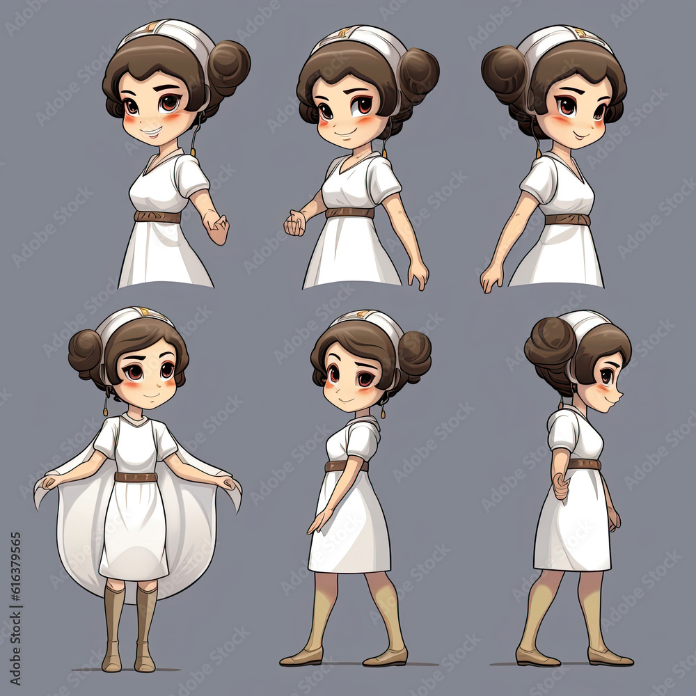 model sheet illustration of an action figure of kid actress generated ...