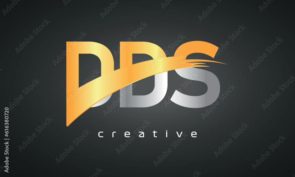 DDS Letters Logo Design with Creative Intersected and Cutted golden ...