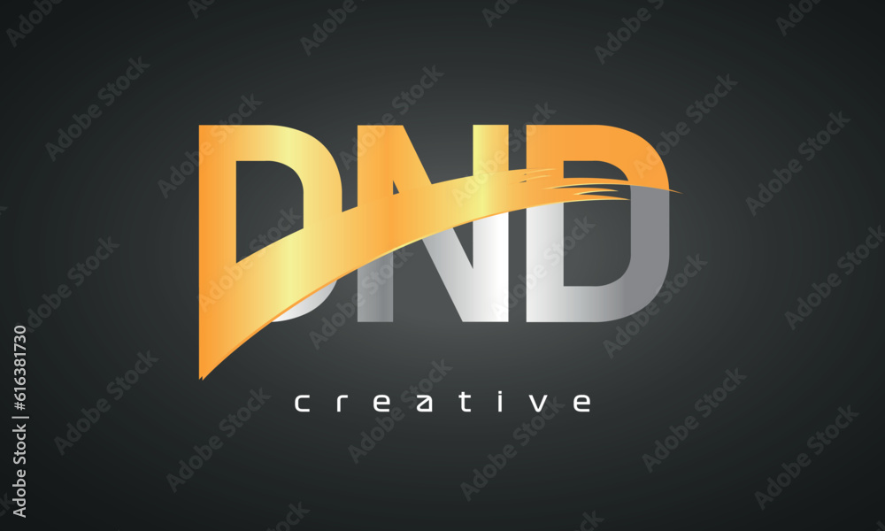 DND Letters Logo Design with Creative Intersected and Cutted golden ...