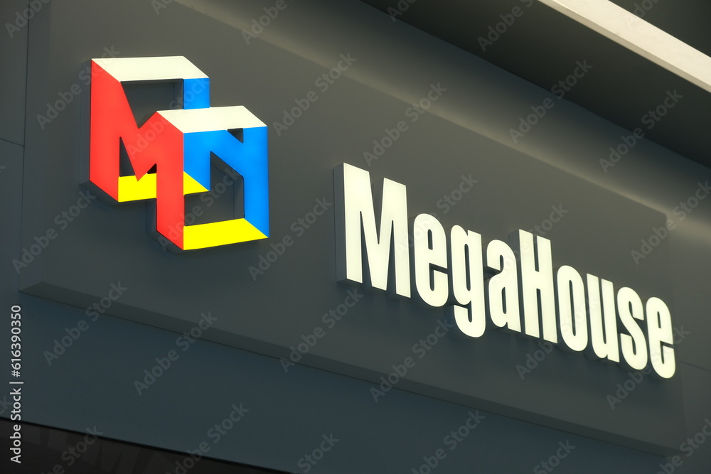 Shanghai,China-June 11th 2023: close up MegaHouse company brand logo ...