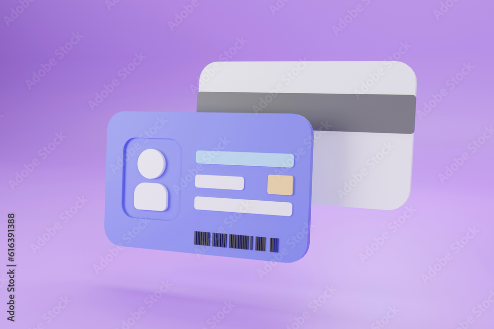 3D identification card icon , Identity document with person photo and ...