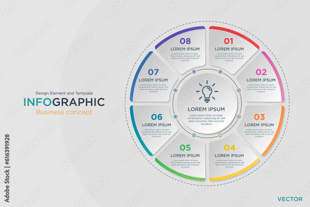 infographic business concept. Circular Text Box 8 Step Design Element ...