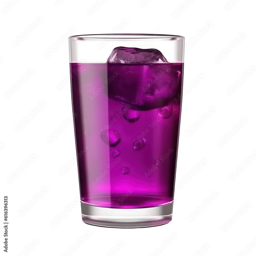 Glass of purple soda isolated on transparent background. Purple soda ...