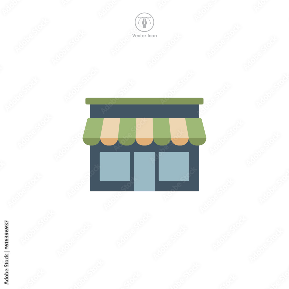 Store icon vector portrays a stylized retail outlet, signifying ...
