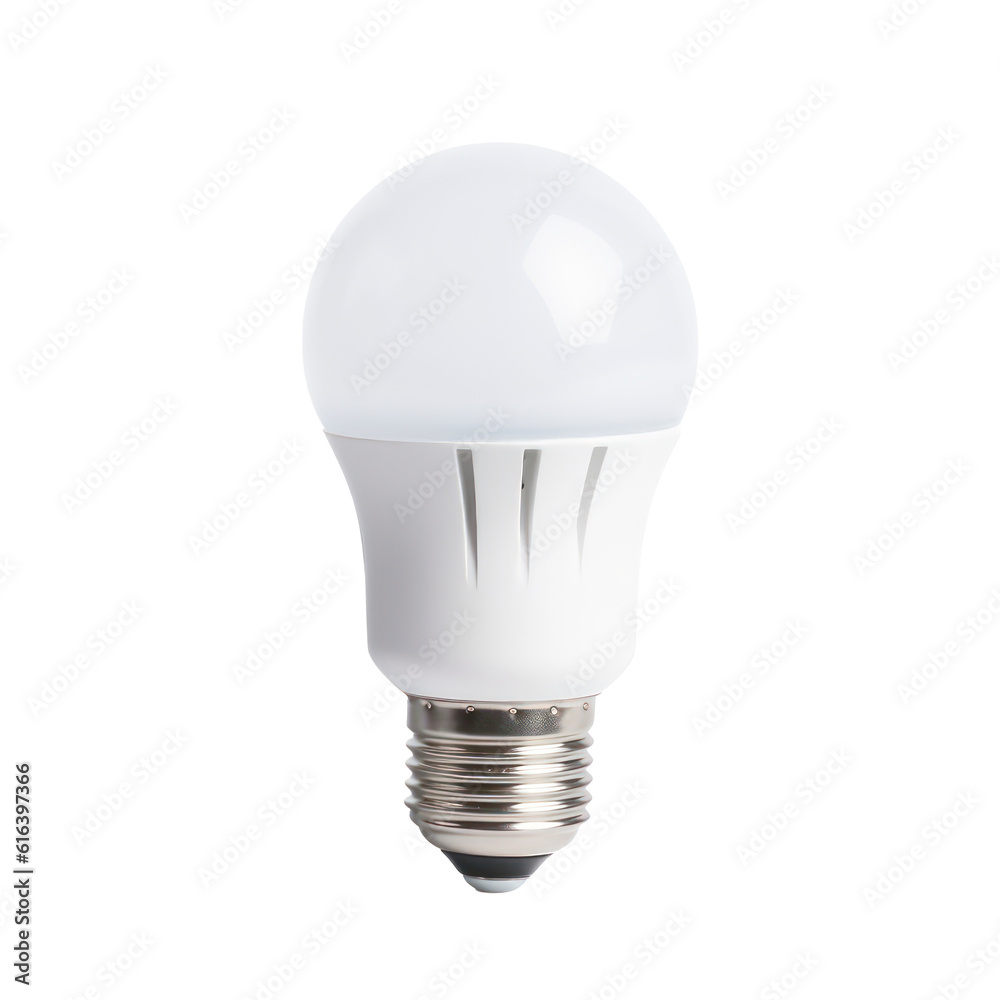 Plastic LED light bulb isolated on transparent background. Generative ...