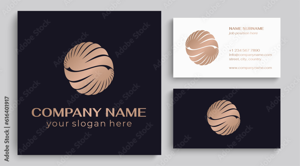 Shell logo. Modern seashell, naulilus. Elegant linear logo. Template to ...