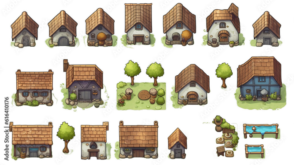Village buildings 2d rpg style view on transparent background (PNG ...