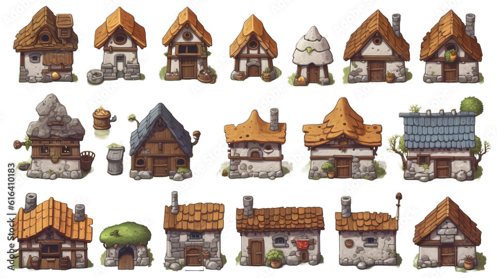 Village buildings 2d rpg style view on transparent background (PNG ...