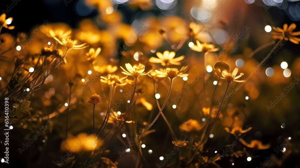 Light yellow gesang flowers with starlight twinkles brightly background ...